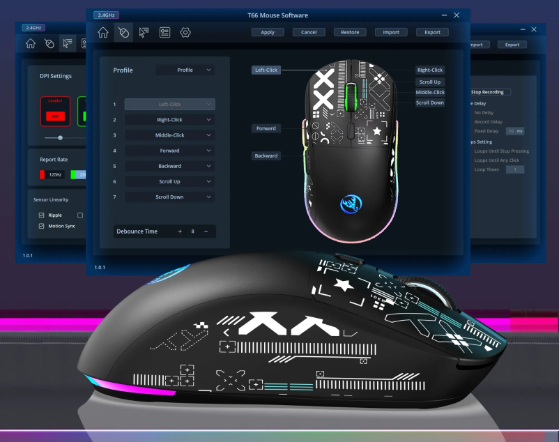 Мышь беспроводная, бесшумная HYSJ Т90 с аккумулятором и подсветкой 2,4G ...