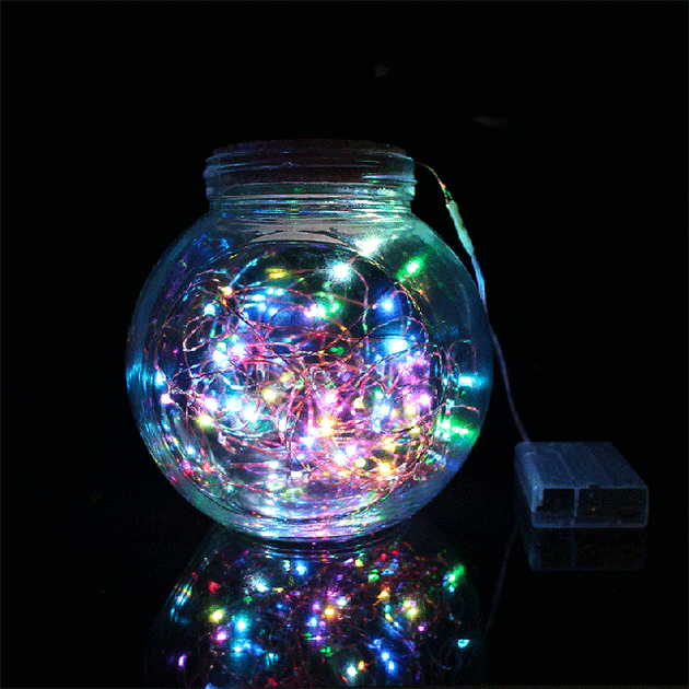 Гирлянда светодиодная нить 5 м 50 led разноцветная RGB на батарейках ...