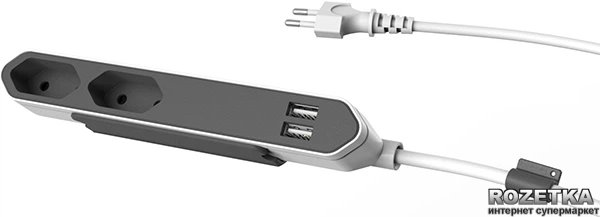 Сетевой удлинитель Allocacoc Powerbar без заземления 2 розетки 1.5 м ...