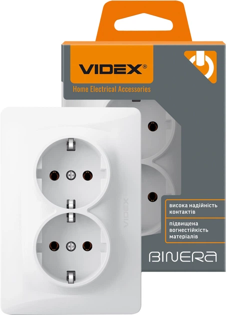 Розетка двойная VIDEX Binera с заземлением Белая (VF-BNSK2G-W) – фото, отзывы, характеристики в ...