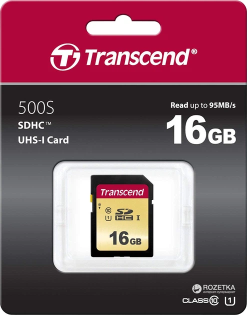 Transcend 500S SDHC 16GB Class 10 UHS-I U1 (TS16GSDC500S) – низкие цены, кредит, оплата частями ...