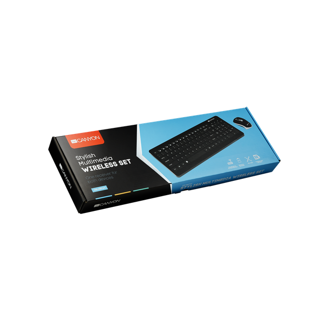 Комплект (клавиатура, мышь) беспроводной Canyon CNS-HSETW3-RU USB Black ...