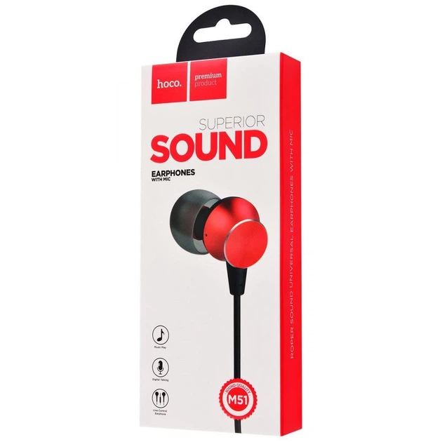 Наушники Hoco M51 Proper Sound With Microphone red купить в интернет ...