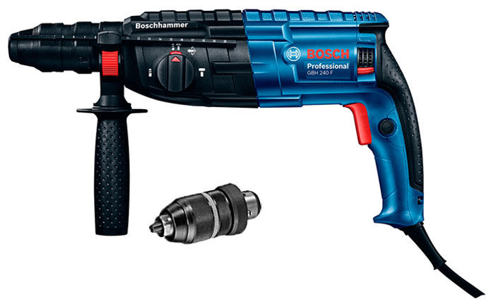 Перфоратор Bosch GBH 240 F + сменный патрон + набор 3 сверл + чемодан ...