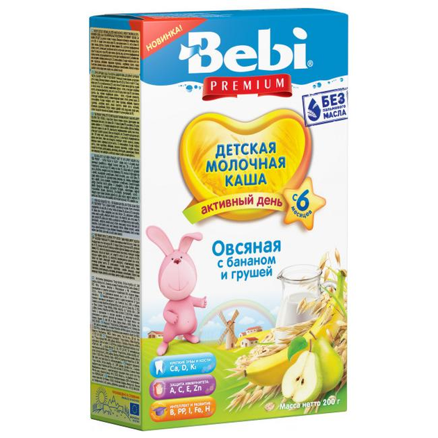 Молочна каша Bebi Вівсяна з бананом і грушею 200 г (1008806) – фото ...