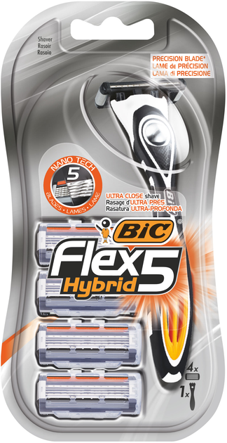 Бритва BIC Flex 5 Hybrid с 4 сменными кассетами (3086123471238 ...