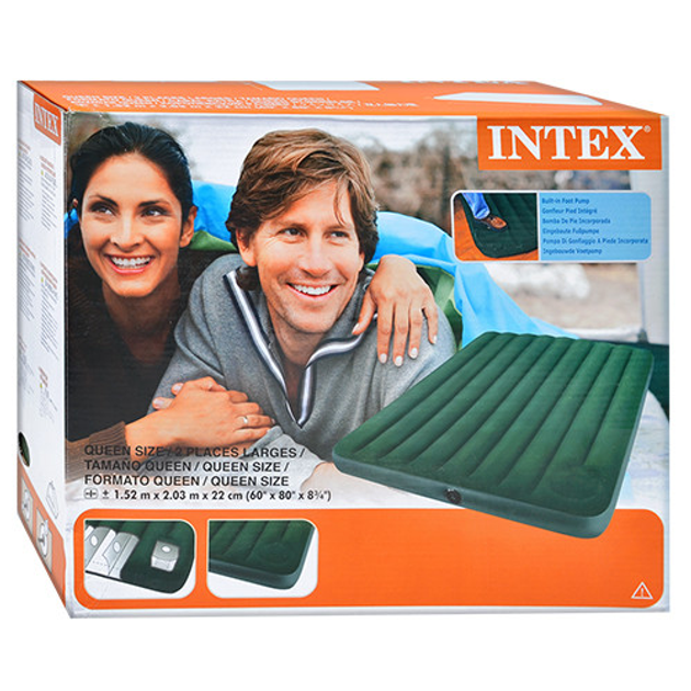 Двухместный надувной матрас Intex со встроенным ножным насосом ...