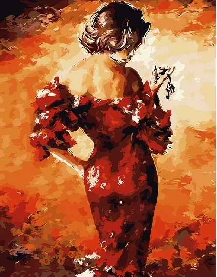 Картина за номерами Леді у червоному Gx8712 Brushme фото відгуки характеристики в інтернет