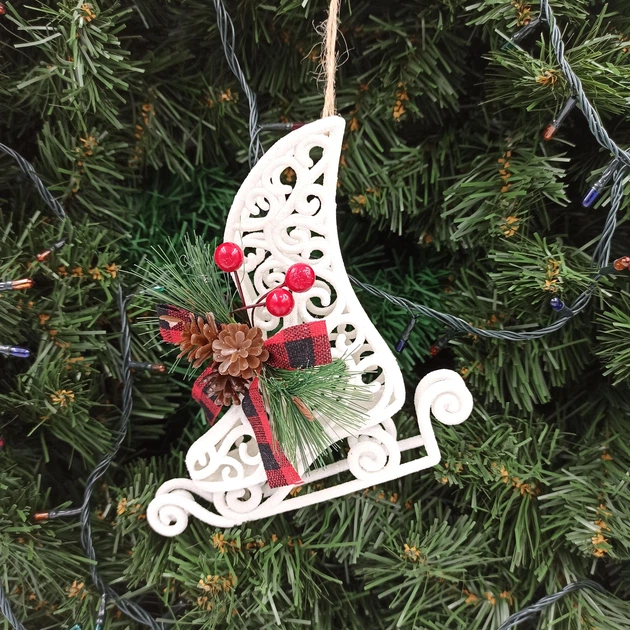 Ялинкова іграшка Long Dragon Industrial Ковзани білі 13х14 см 8595050631134 E09042w фото