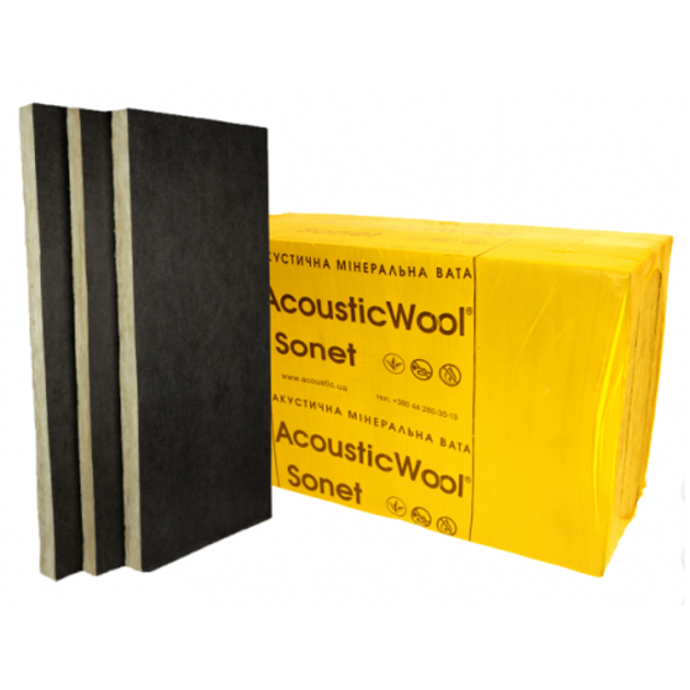 Акустическая минеральная вата AcousticWool Sonet P 100 мм кашированная ...