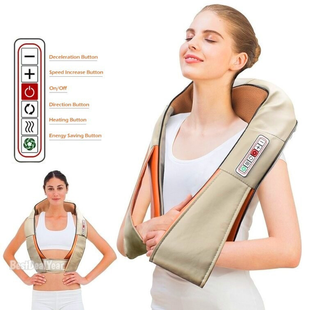 Массажёр для всего тела с подогревом Shiatsu Massager of Neck Kneading ...