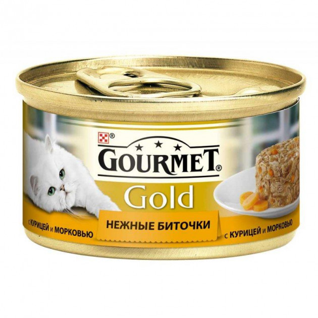 Влажный корм для котов Gourmet Gold биточки с курицей и морковью 85г ...