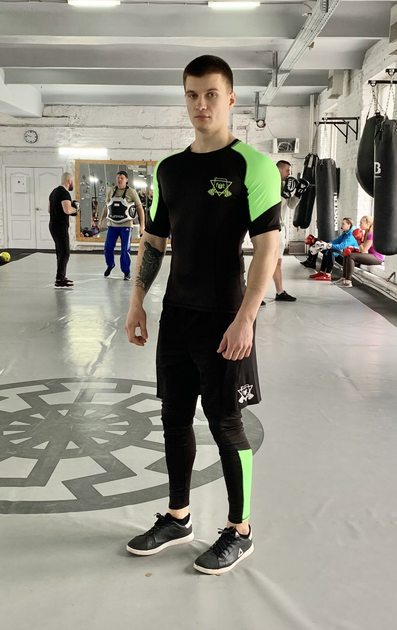 Спортивный мужской набор (Рашгард тайтсы шорты) Force-sh green 3 0 FitU ...