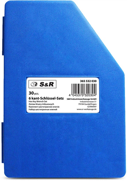 Набір ключів шестигранних S&R Cr-V 0.7-10 мм / 028-3/8" 30 шт ...