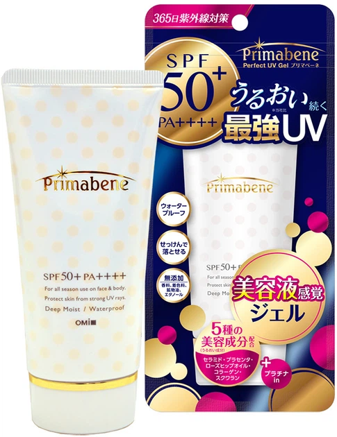 Санскрин-Эссенция Omi Primabene с экстрактом Плаценты и Платины UV SPF 50+ PA++++ 90 г ...