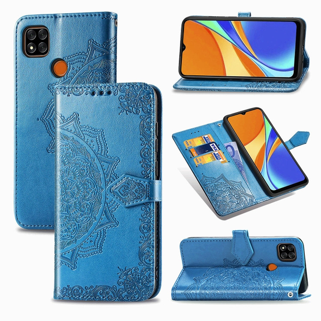 Чехол Vintage для Xiaomi Redmi 9C книжка кожа PU с визитницей голубой ...