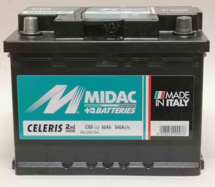 Аккумулятор 6СТ-60A MIDAC CELERIS, 12V, 60Ah (-/+) евро, Мидак Селерис ...