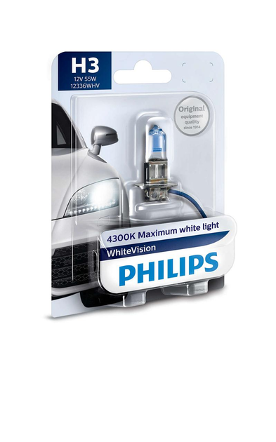 Авто лампа H3 55W 12V +60% 4300К с эффектом ксенона! PHILIPS оригинал с ...