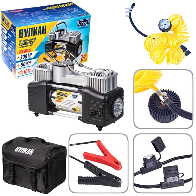 R̲O̲Z̲E̲T̲K̲A̲ | Компресор "Вулкан" КА-В12122 150psi/25Amp/90л/клеми ...