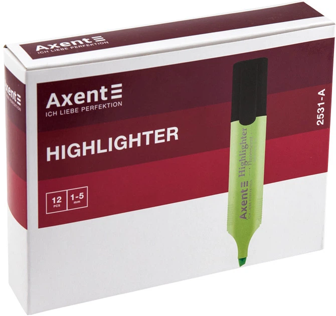 Набір текстових маркерів Delta by Axent Highlighter 1-5 мм Зелений 12 шт. (2531-04-A) – фото ...