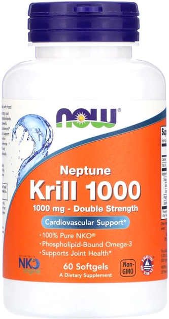 Крилевый Жир 1000мг, Now Foods 60 желатиновых капсул (733739016270 ...
