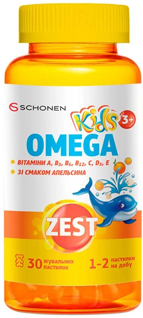 Зест ZEST Kids Omega Вітаміни для дітей №30 жувальних пластинок ...