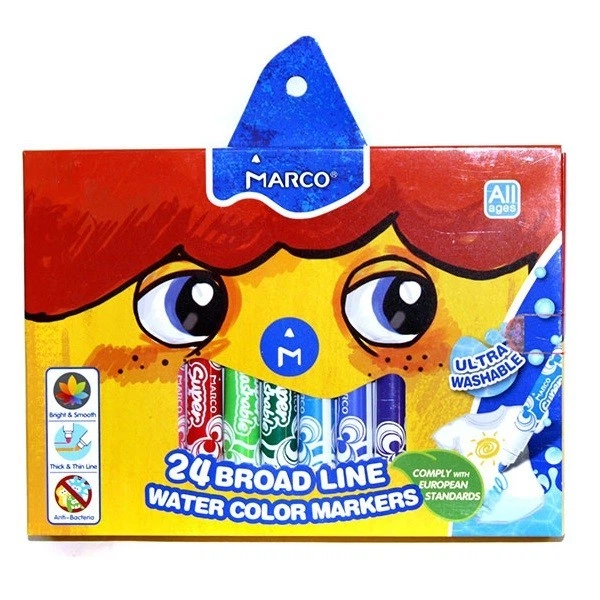 Фломастери товсті Marco Jumbo Ultra Washable 24 кольори, що змиваються ...