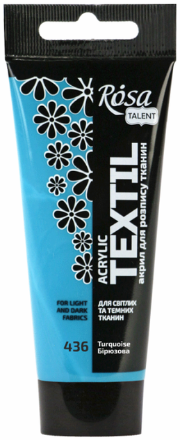 Краска акриловая для ткани Rosa Talent 60 мл Бирюзовая (4823098526087 ...