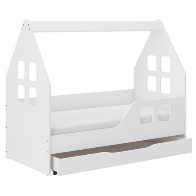 Детская кровать ДОМИК KidsBunkBed с ящиком белый цвет 140x70 см 144см х ...