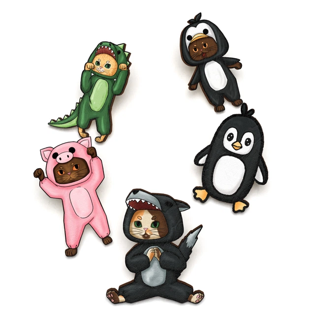 Набір деревяних значків для одягу рюкзака або сумки від Lex Altern Кавайні котики лапки