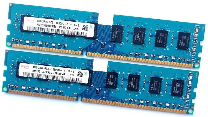 Комплект оперативной памяти Hynix DDR3 8Gb (4Gb+4Gb) 1600MHz PC3 12800U 2R8 CL11 (HMT351U6CFR8C ...