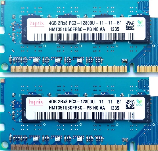 Комплект оперативной памяти Hynix DDR3 8Gb (4Gb+4Gb) 1600MHz PC3 12800U 2R8 CL11 (HMT351U6CFR8C ...