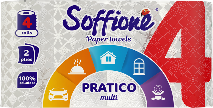 Бумажные полотенца Soffione Pratico multi 2 слоя 4 рулона ...