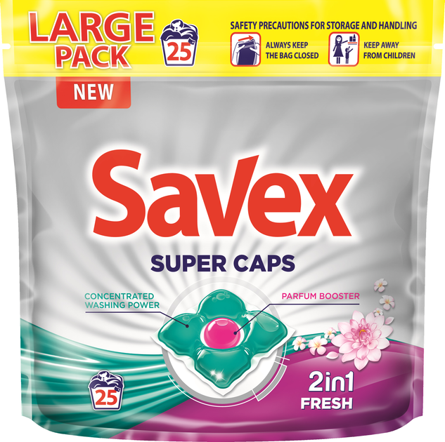 Капсулы для стирки Savex Super Caps 2in1 Fresh 25 шт (3800024045776 ...