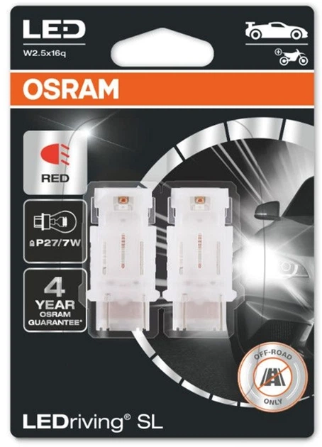 Автолампи OSRAM 12 V P27/7W LED 1.7 W RED W2.5X16Q LEDriving SL (3157 ...