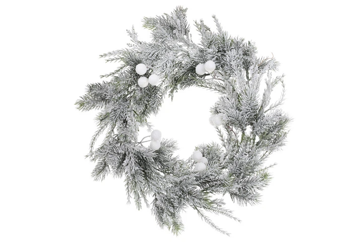 Венок из искуственной хвои в снегу с белыми ягодами 42см BonaDi 819-100 – фото, отзывы ...