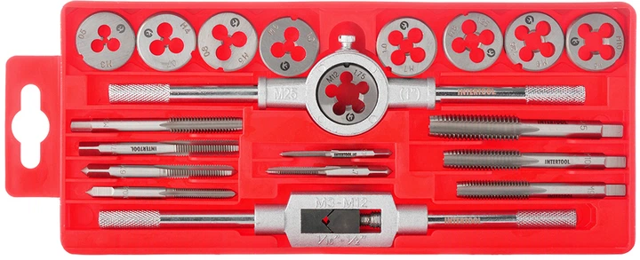 Набір мітчиків і плашок Intertool M3-M12, 20 предметів (SD-8020) – фото, відгуки, характеристики ...