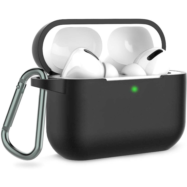 Силиконовый футляр с карабином для наушников AirPods Pro Черный – фото ...