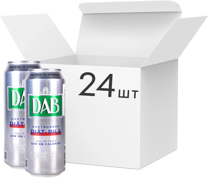 Упаковка пива DAB Diat-Pils светлое фильтрованное 4.9% 0.5 л х 24 шт ...