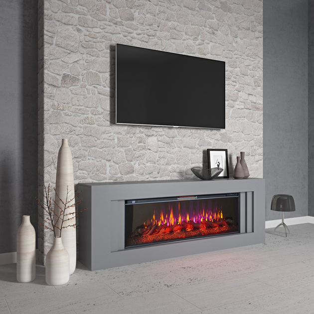 Электрокамин с порталом ArtiFlame LINE AF50 СЕРЫЙ ГРАФИТ (со звуком ...