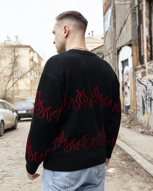 Свитер оверсайз мужской Fire M черный от продавца: Cloth-S – в интернет ...