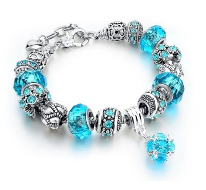 Женский браслет в стиле Пандора PANDORA Blue Stone Charm 19 + 3 см от ...