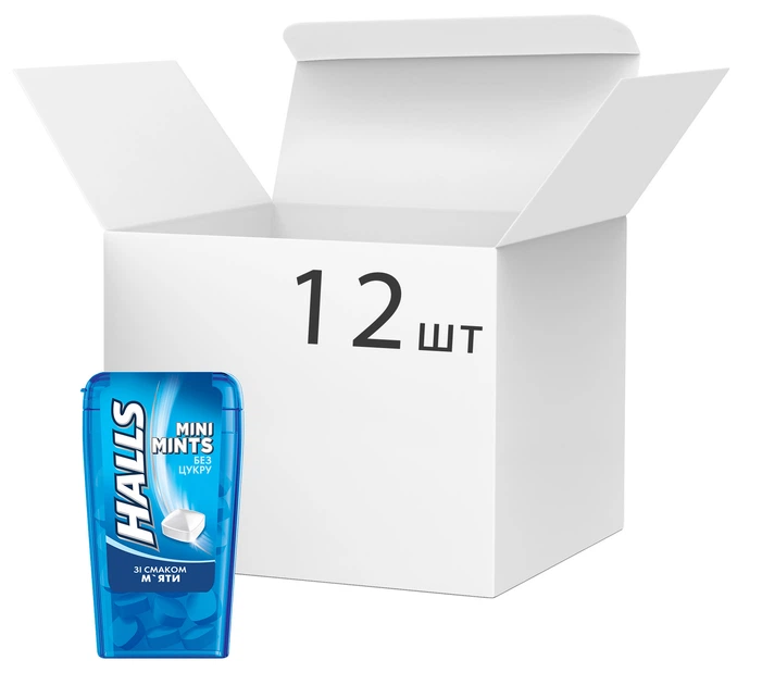Упаковка драже Halls Mini Mints Мята 12.5 г х 12 шт (7622201636456 ...
