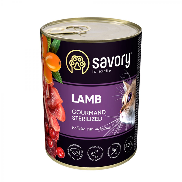 Влажный корм Savory для стерилизованных котов с ягненком 400 г (30730 ...