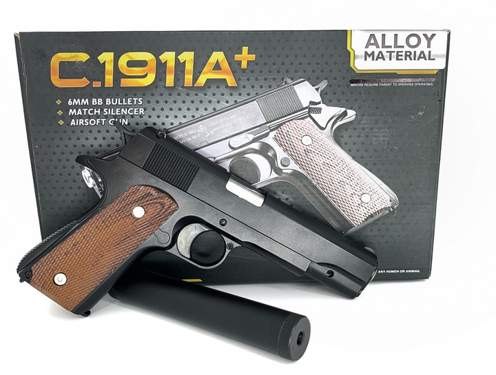 Детский пистолет с глушителем C.1911A+ (Colt 1911, ), пистолет на ...