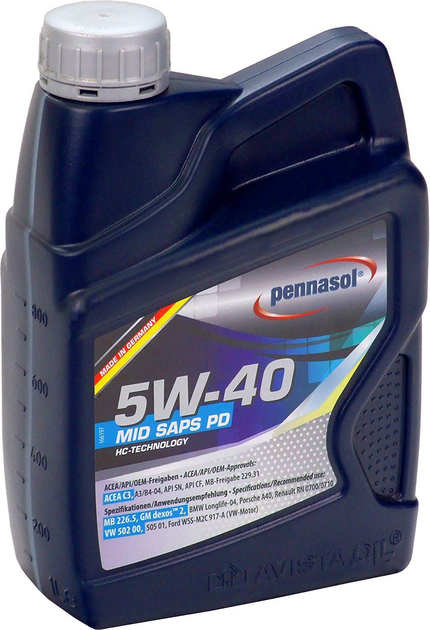 Моторное масло Pennasol MID SAPS PD 5W-40 1 л – фото, отзывы ...