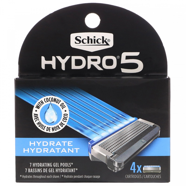 Сменные картриджи для бритья, Hydro Sense, Hydrate, Schick, 4 кассеты ...