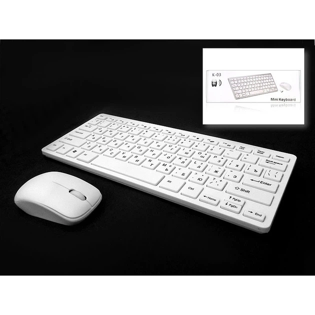 Беспроводная клавиатура и оптическая мышь комплект KeyBoard K-03 Mini ...