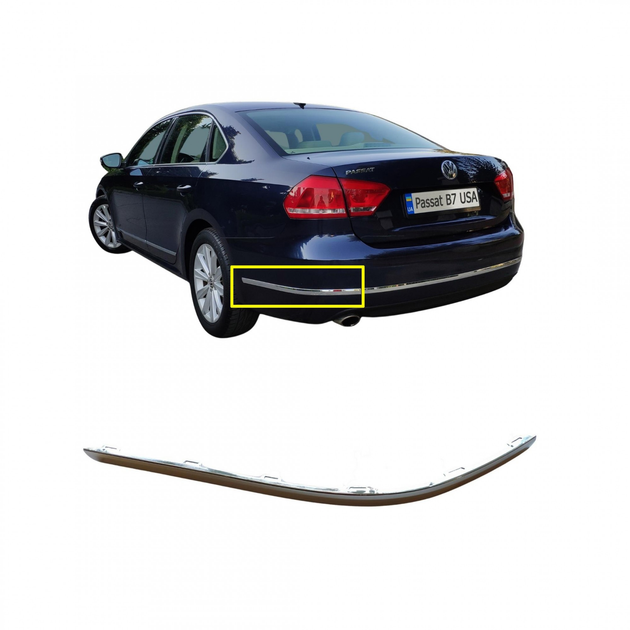 Молдинг заднего бампера левый Volkswagen Passat B7 (Фольксваген Пассат ...