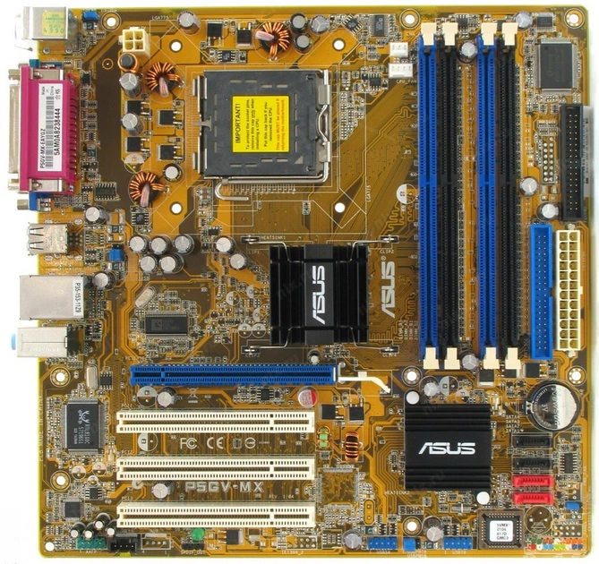 Материнская плата Asus P5GV-MX (Intel 915GV, PCI-Ex16, DDR1) s775 Б/У ...